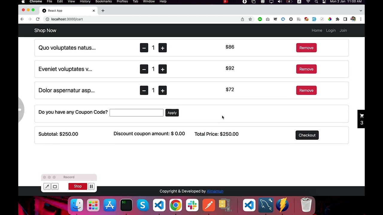 React Redux Toolkit Demo Shopping Cart