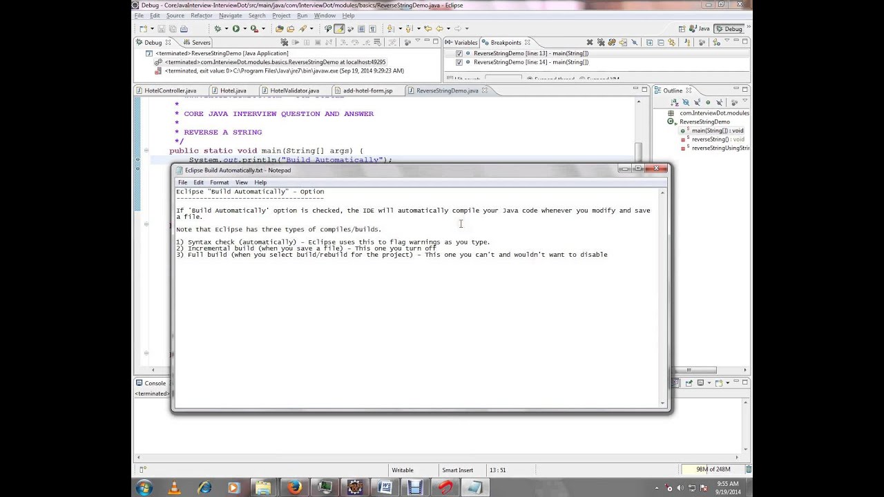 BUILD AUTOMATICALLY OPTION IN ECLIPSE