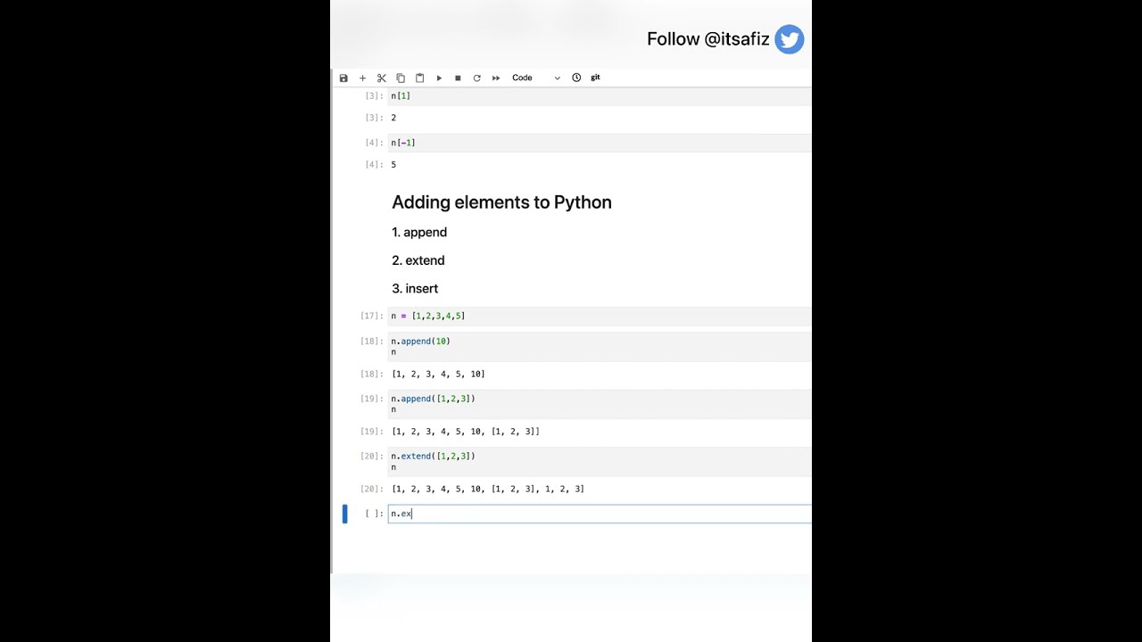 Add elements to Python List #python #append #extend #shorts
