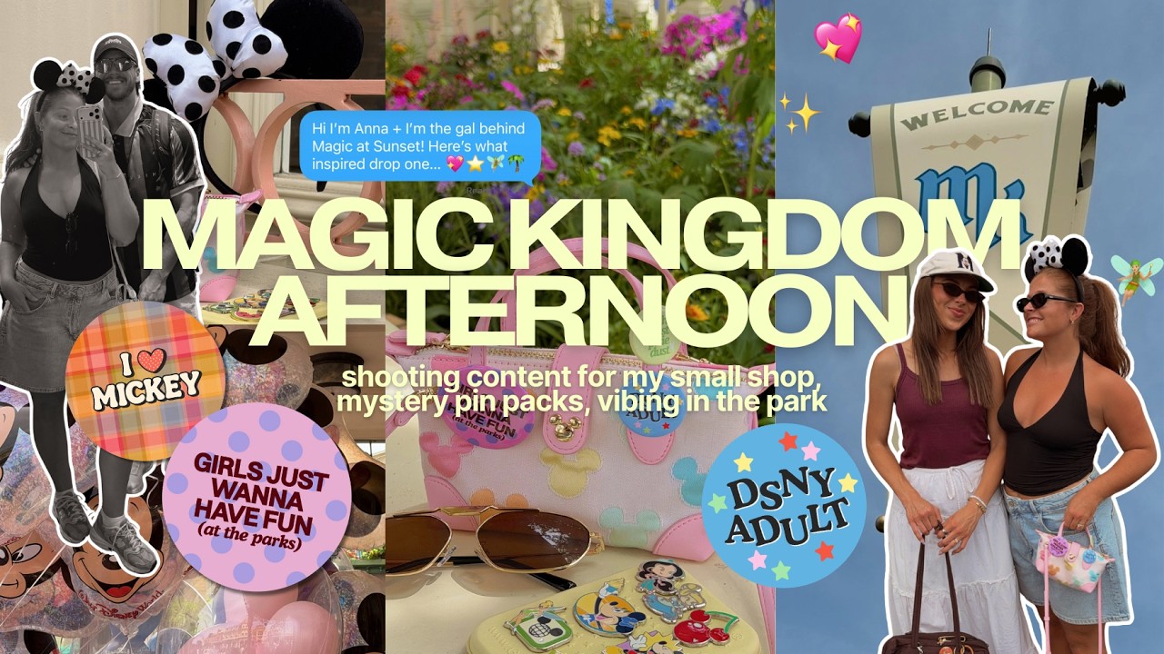 MAGIC KINGDOM AFTERNOON: shooting content for my small shop, mystery pin packs, vibing in the park 💖