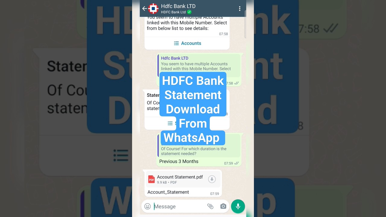 How to download HDFC bank account statement from WhatsApp #whatsapp #hdfc #bank @KambojTechnical
