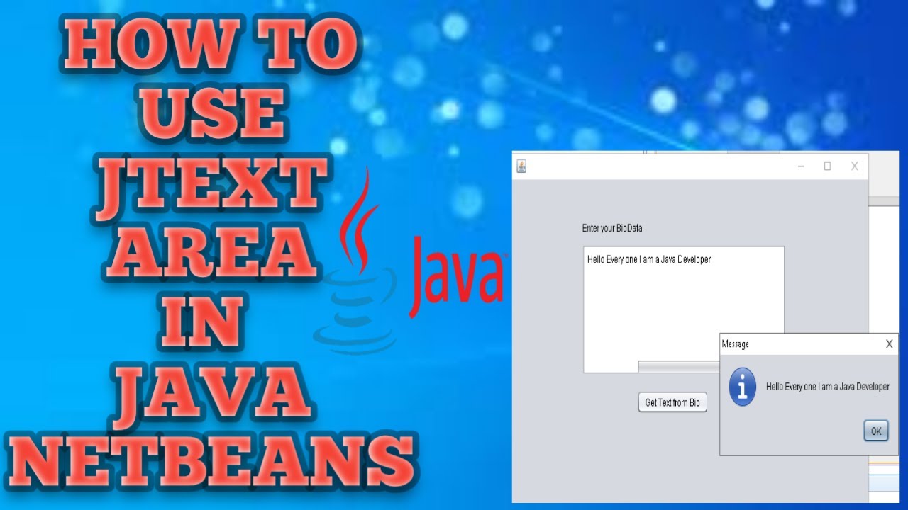 How to use Text Area in java netbeans | JTextArea in java | Using Text Area in java tutorial