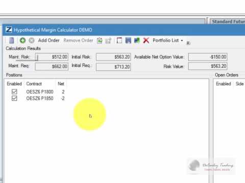 Hypothetical SPAN Margin Calculator in the Zaner360 Futures and Options Trading Platform