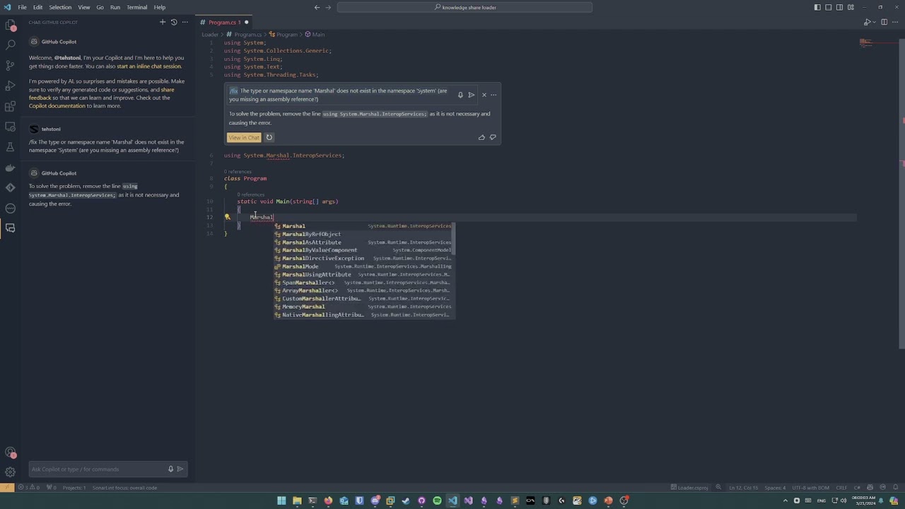 Shellcode Loader using copilot and vscode