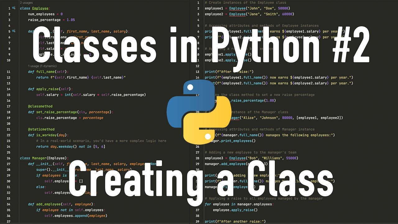 Python Classes Tutorial #2 | Creating Our First Class