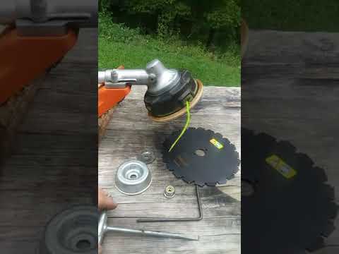 Brush blade installation on a stihl weedeater