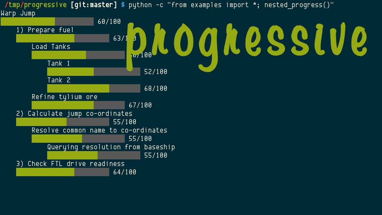 progressive, nested, multiple, beautiful progress bar in Python