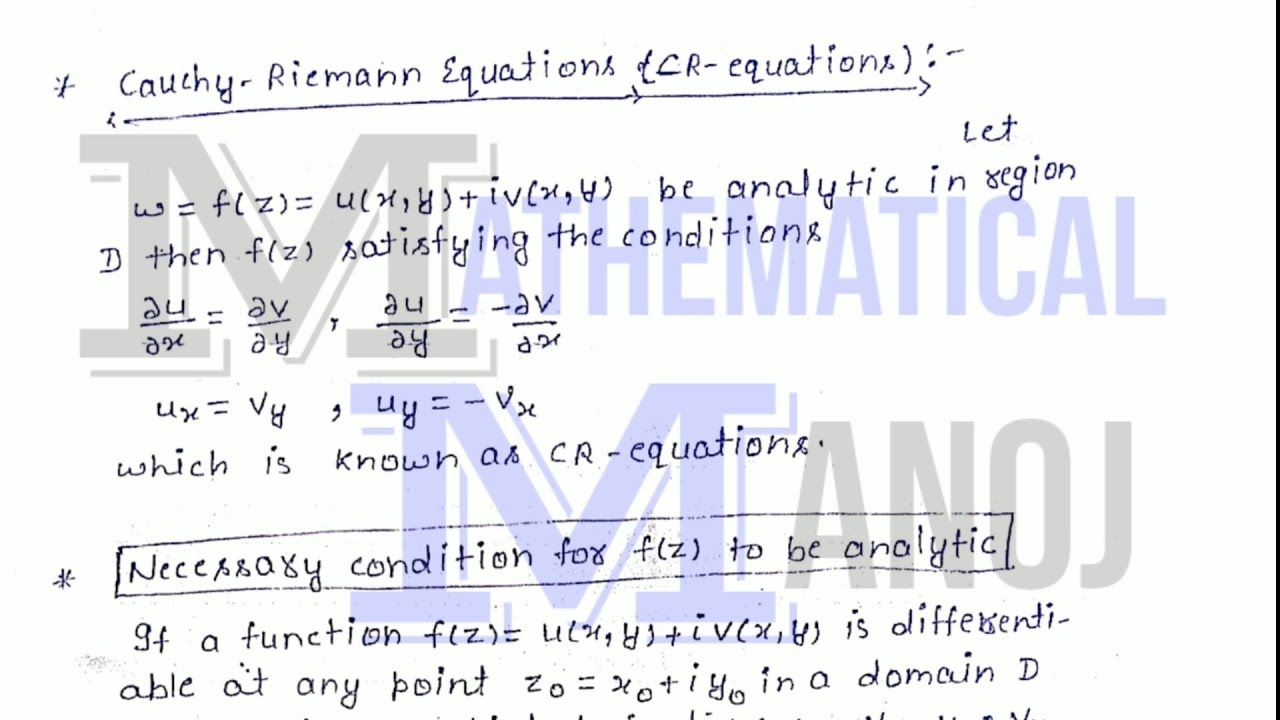 (Notes)Complex Analysis | Unit -1 | Part-2 | MDU M.Sc Math 1st Sem | Mathematical Manoj |