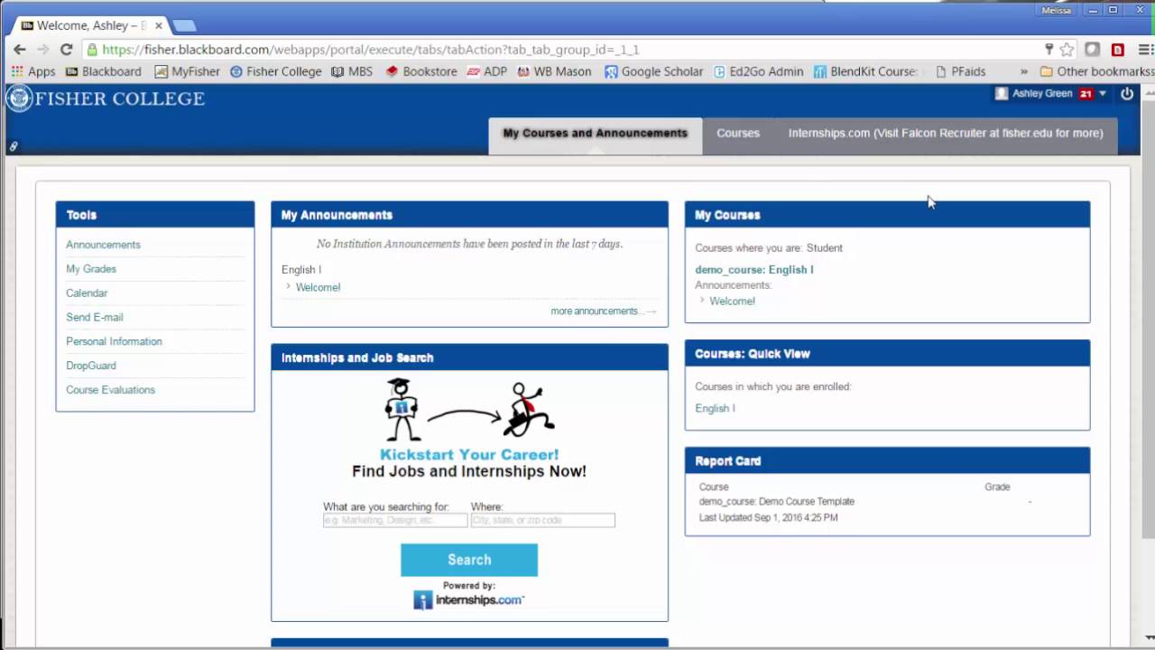 Blackboard -  login, access course, navigate