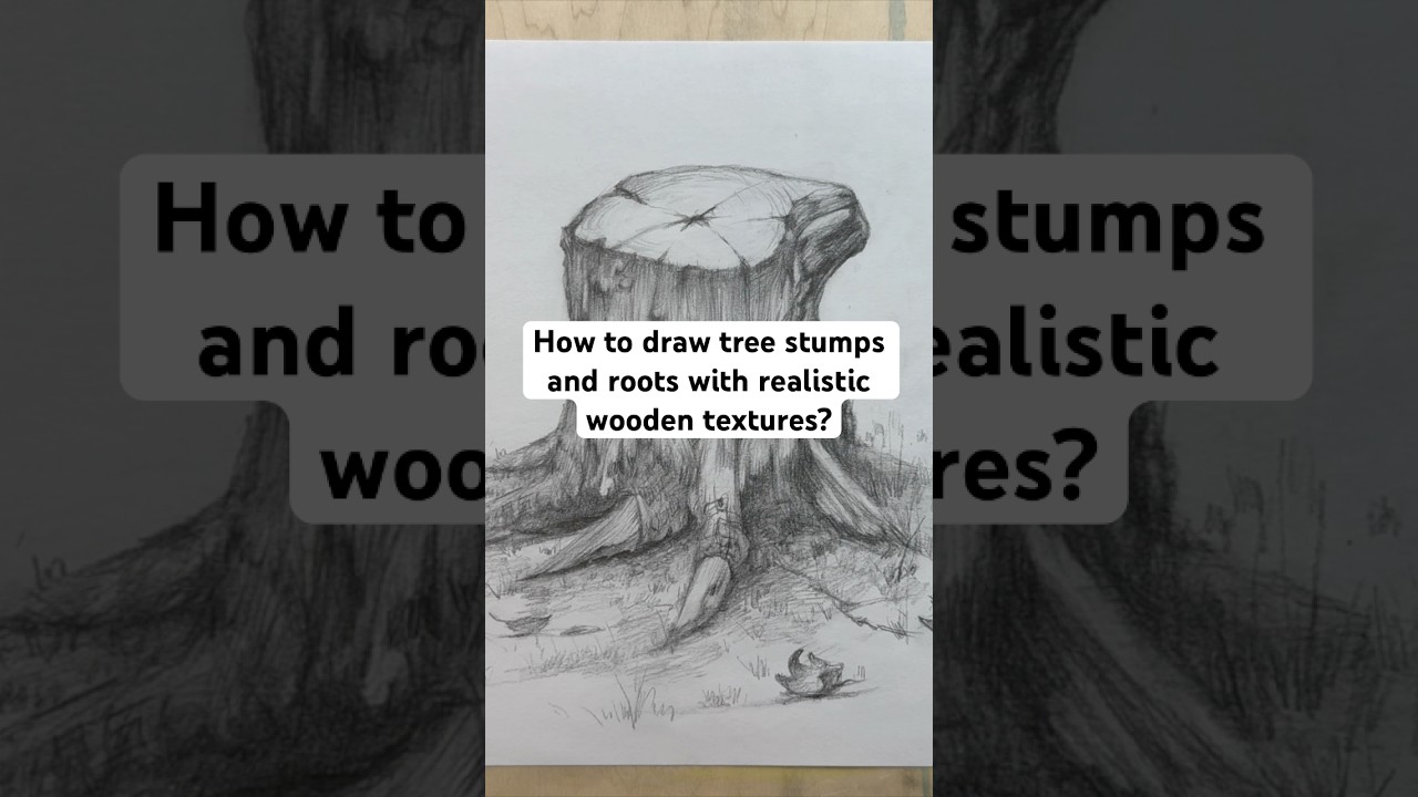 How to draw tree stumps and roots with realistic wooden textures #pencildrawing #drawing #process