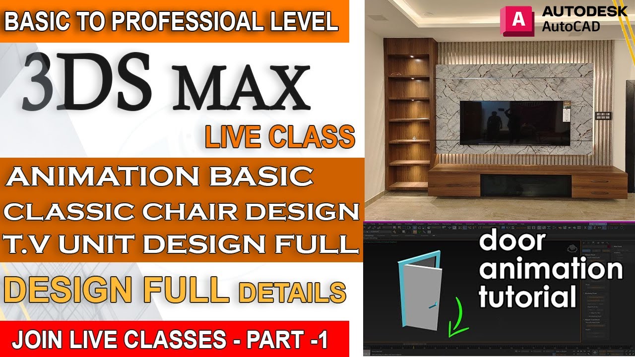 3DS -Max Live Class -Animation Basic- Full T.v Unit Design-+Image Tracing- #viral #design #cadd