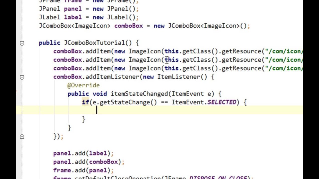 Java swing GUI tutorial #26: JComboBox, ItemListener and DefaultComboBoxModel
