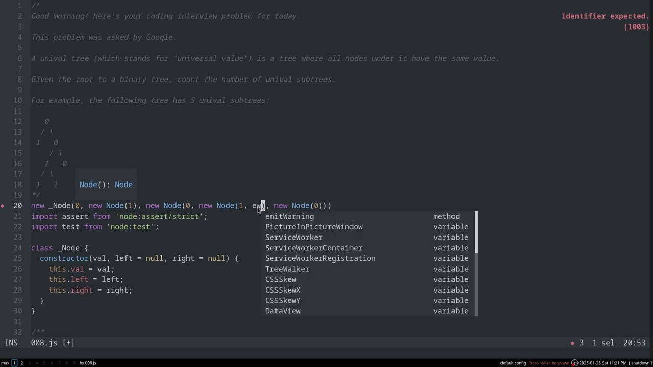 Daily Coding Problem: Problem #8 [Easy]
