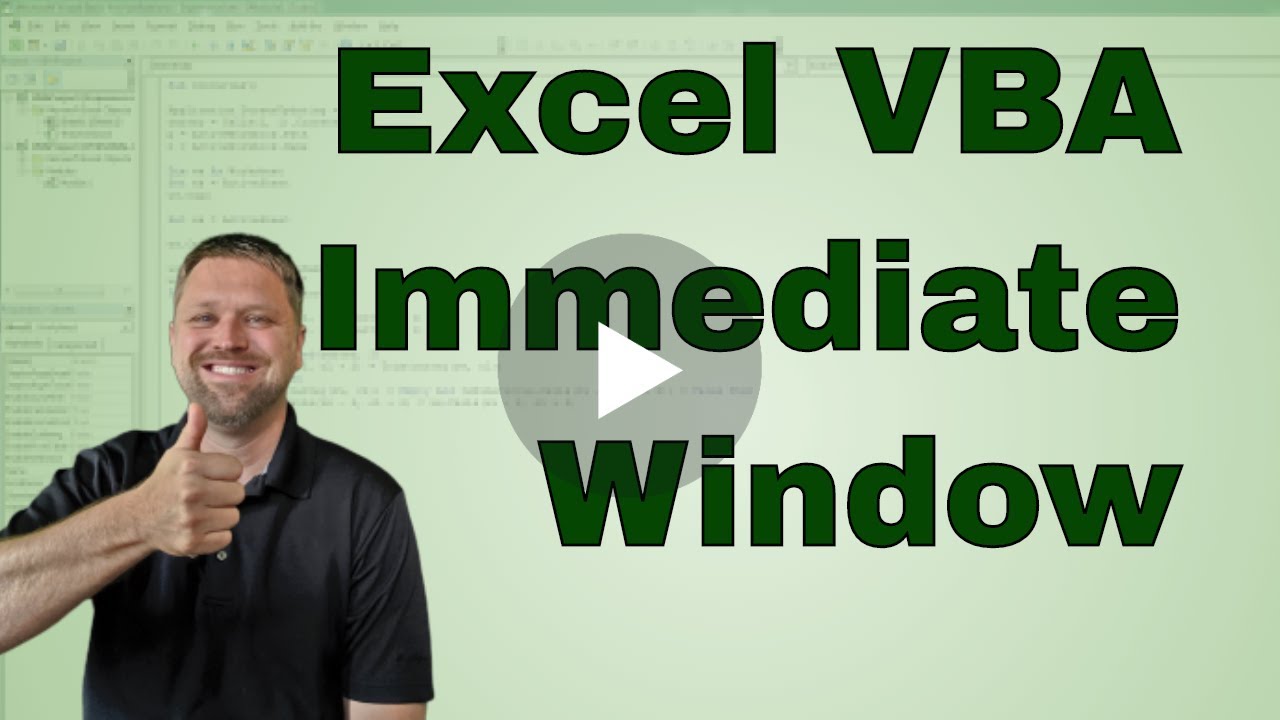 Excel VBA Visual Basic Editor Immediate Window