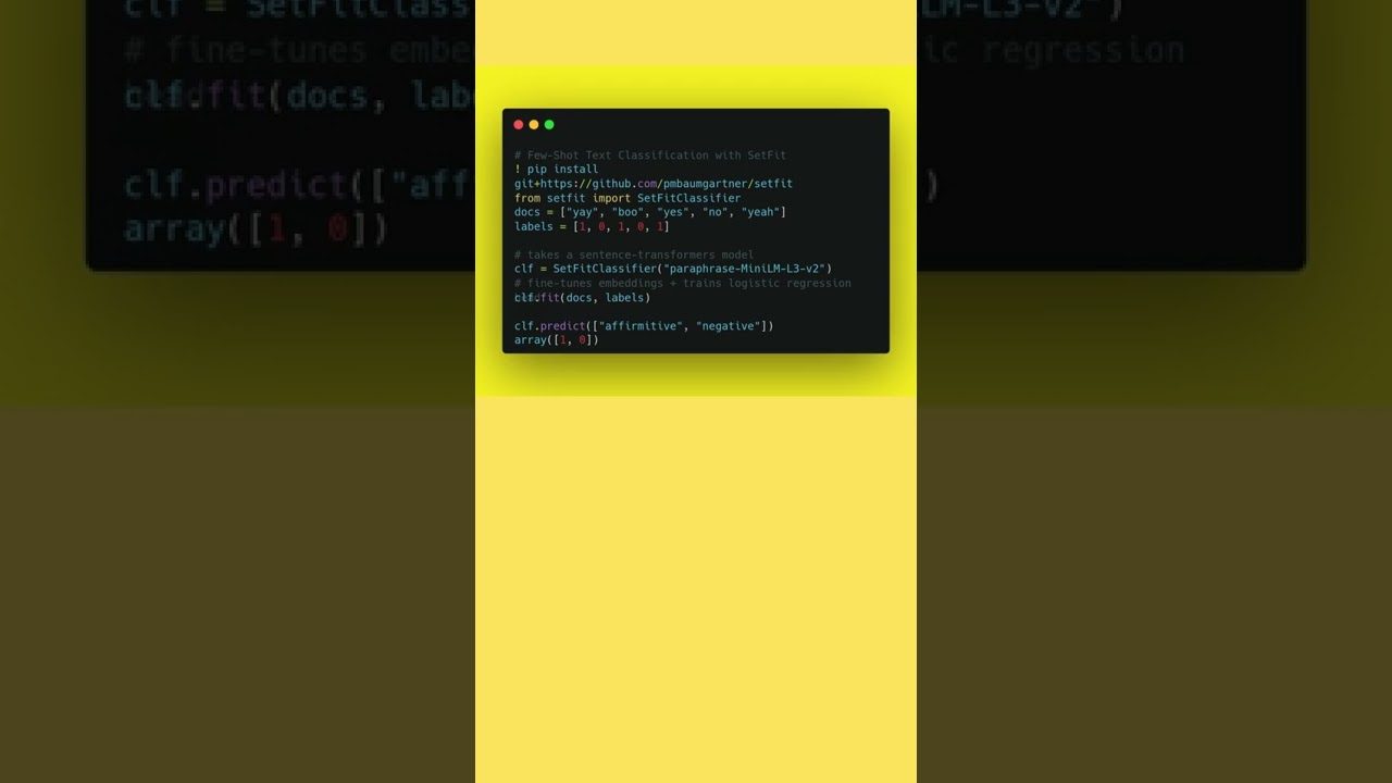 Few-Shot Text Classification with SetFit | #shorts | Data Science | Machine Learning