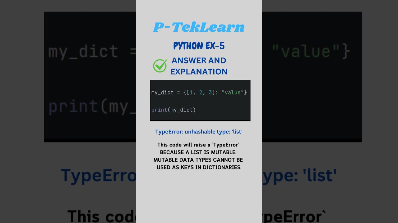 PYTHON Ex-5 ANSWER AND EXPLANATION | PYTHON CODING EXERCISES #pteklearn
