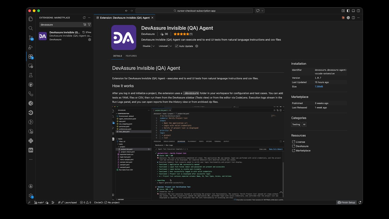 DevAssure on VS Code