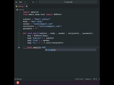 send email with python code #coding #python #vscode #برنامه_نویسی #email