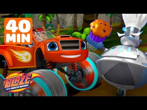 Blaze DEFEATS Robot Baker with his Power Tires! 🛞 | 40 Minutes | Blaze ...