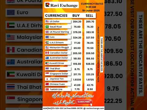 Currency Exchange Rate | Date 19-June-2025 #raviexchange #dirham #riyal #dollar #bestrates #rates