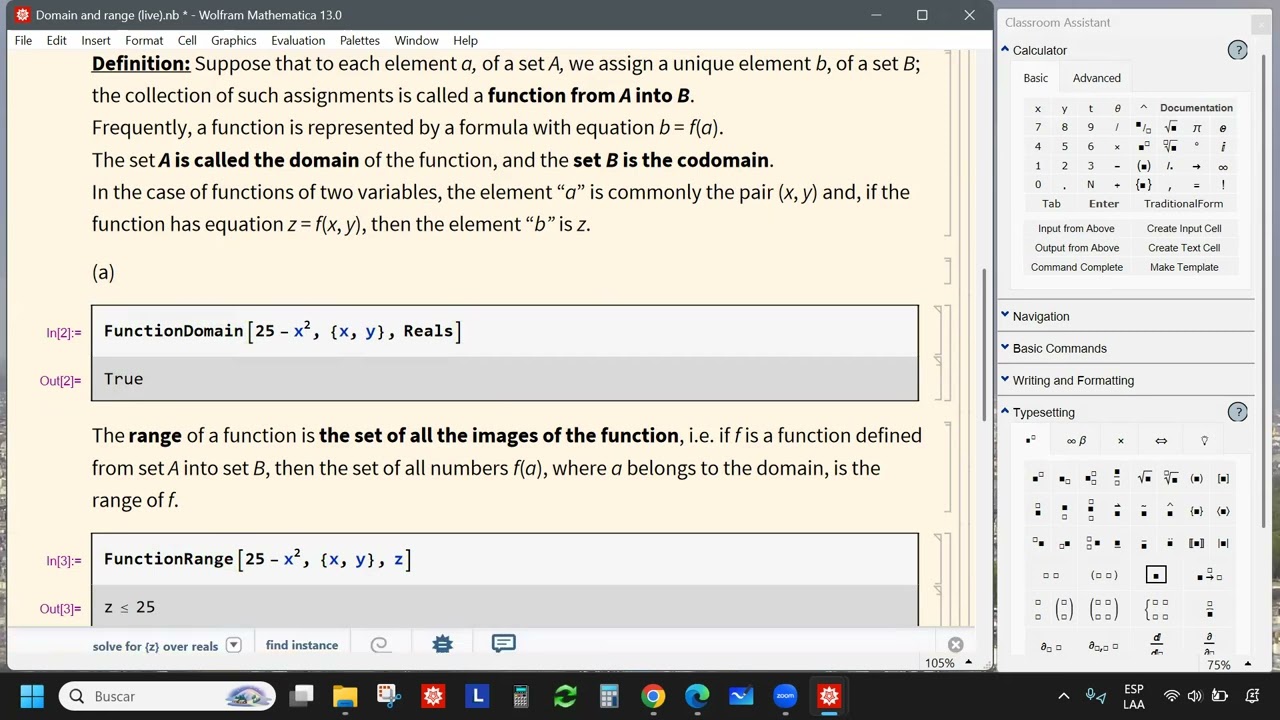 Multivariable Calculus with Mathematica: Domain and Range