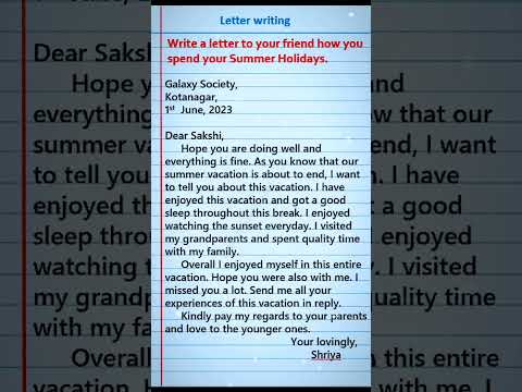 write a letter to your friend how you spend your summer holidays @englishspeaking401 #letter