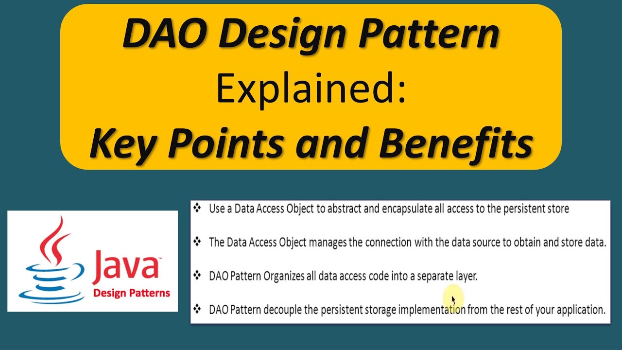 DAO Design Pattern Explained: Key Points and Benefits | Data Access Object Design Pattern