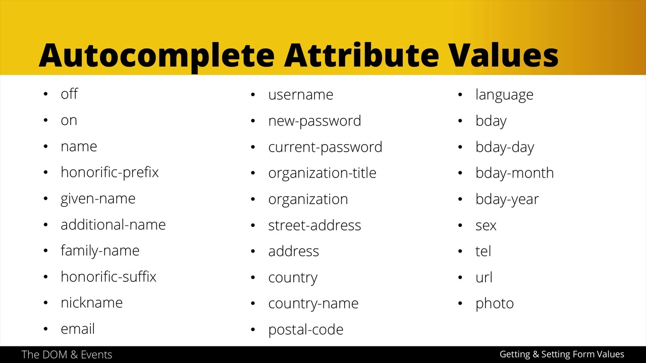 The Autocomplete and Selected Attributes