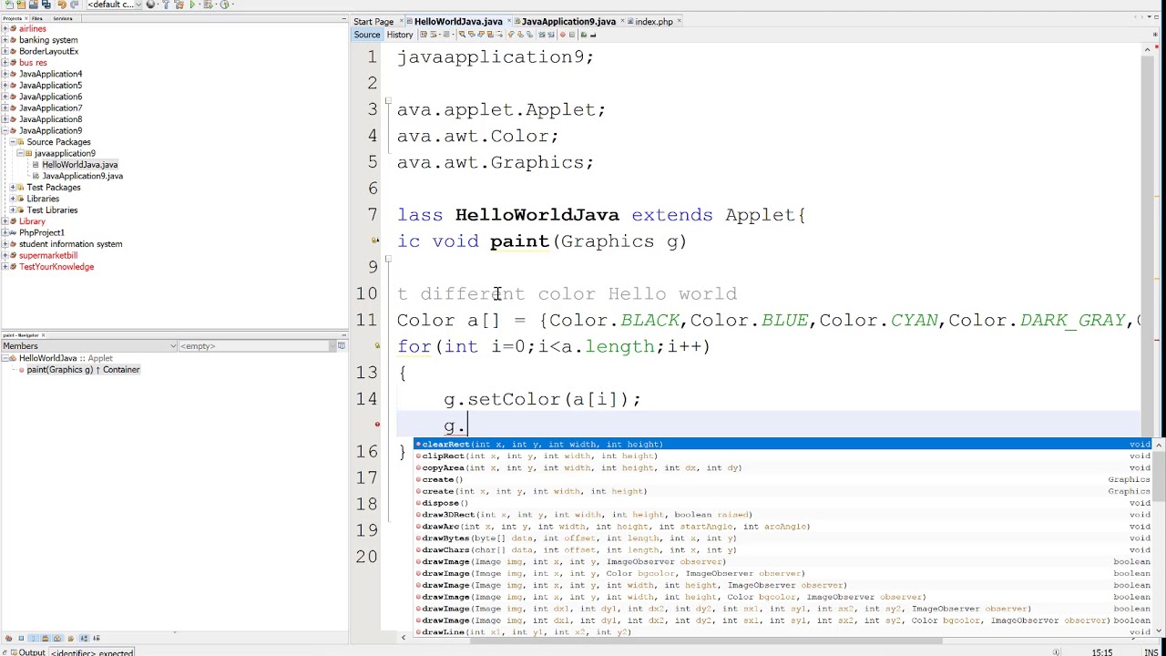How to Print Hello World in Different Color in Applet