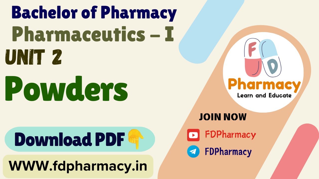 Unit 2 Powders Notes | Pharmaceutics - I Notes | Bachelor of Pharmacy PDF Notes