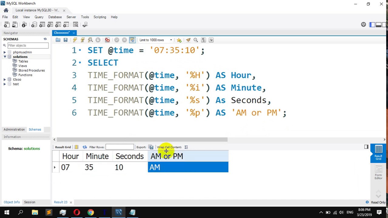 The TIME FORMAT Function in MySQL