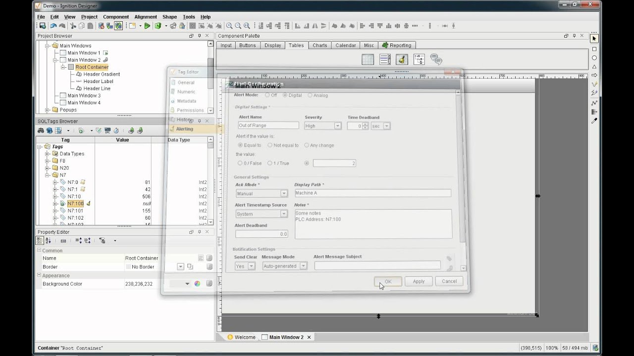 How to set a Digital Alert using Ignition