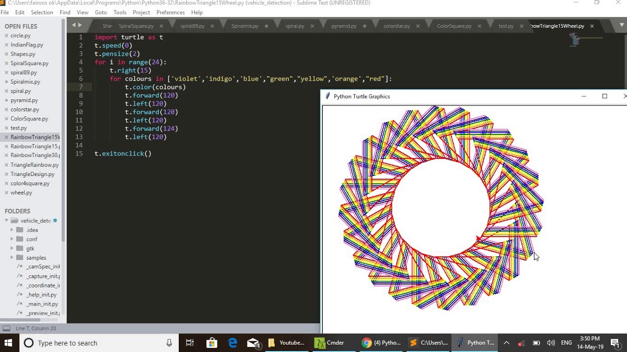Python Turtle Graphics Rainbow Triangle Design 2