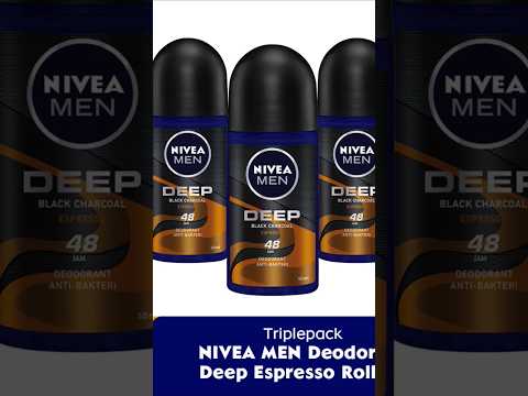 NIVEA MEN Personal Care Deodorant Deep Black Charcoal Espresso Roll-On 50 ml Triplepack