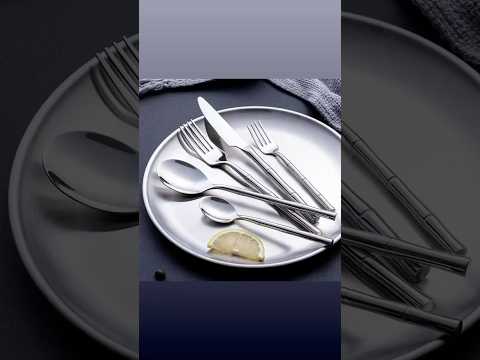 Modern Silver Flatware Set #flatware #minimalist #dining #tableware #dinnerware #cutlery #silver