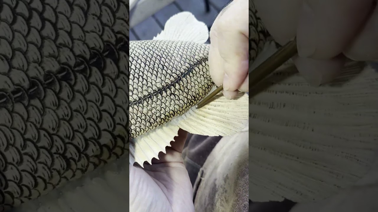 Wood Carving a Largemouth Bass #art #fishing #fish #taxidermy #bassfishing #woodcarvingart