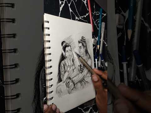 Mesmerizing Shiva-Parvati Sketch | Divine Love in Pencil Art ✍️🕉️