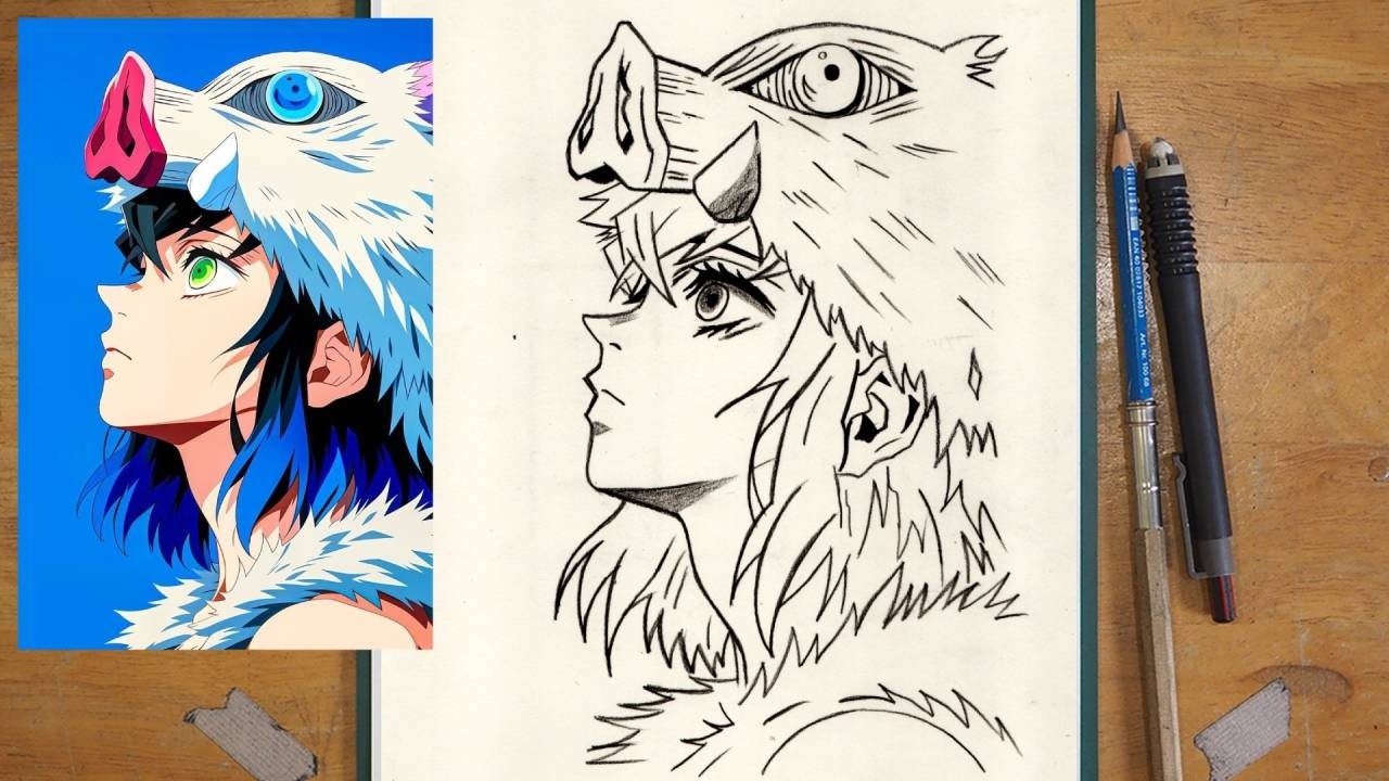 How to Draw Inosuke | Demon Slayer Drawing Step by Step Tutorial