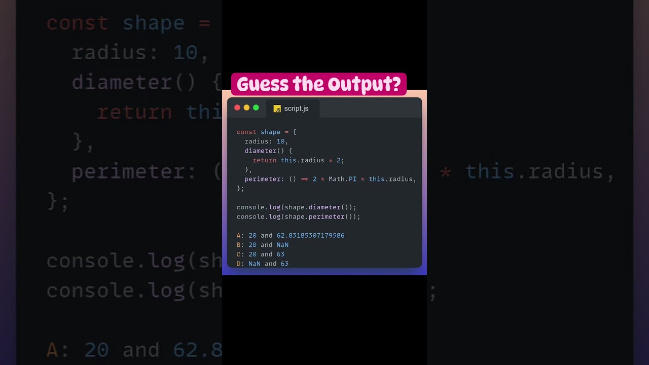 Guess the Output...? #javascript #programming #webdevelopment #webdesign #coding #html #css #html5 .