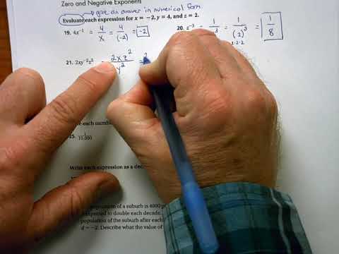 Math 1 Evaluate Zero and Negative Exponents Worksheet