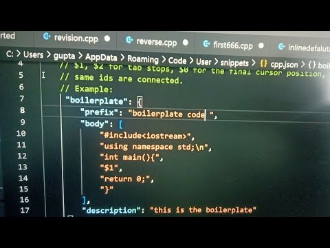 How to make boilerplate in visual studio code for c++ , coding in c+ boilerplate kaise banaye