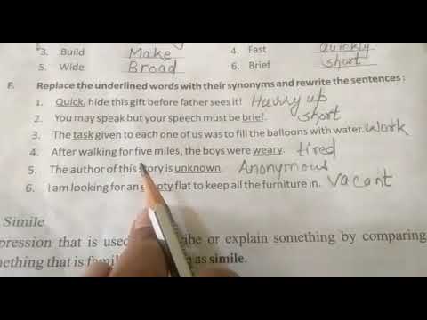 F.Replace the underline words with their synonyms and rewrite the sentence.