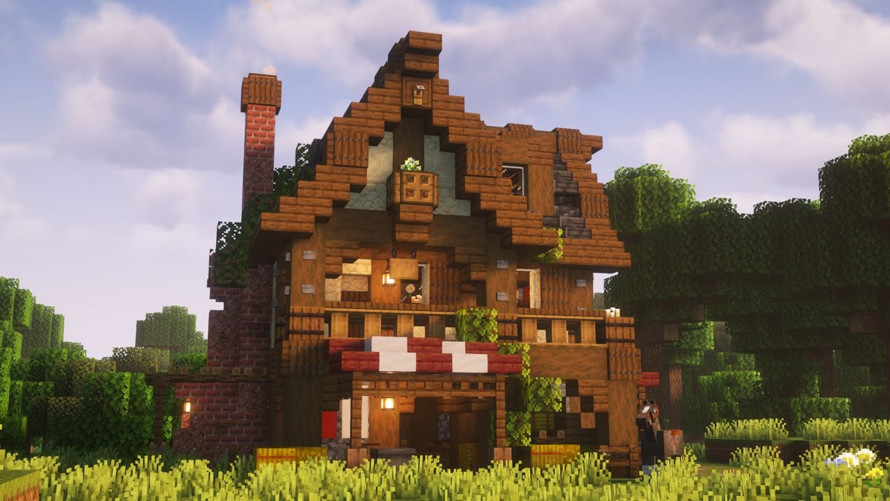 Minecraft How to Build MEDIEVAL TAVERN 🍺 | Build Tutorial - Minecraft ...
