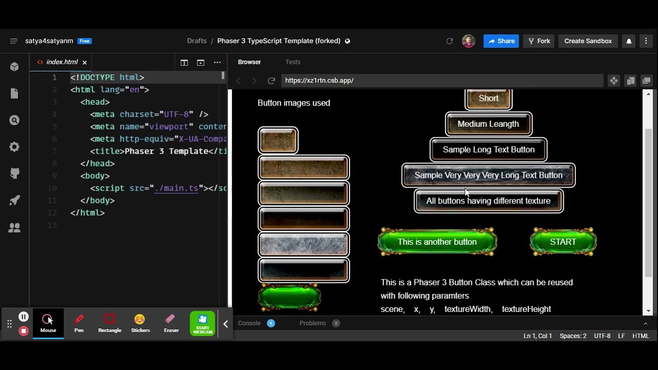 Phaser 3 scalable buttons