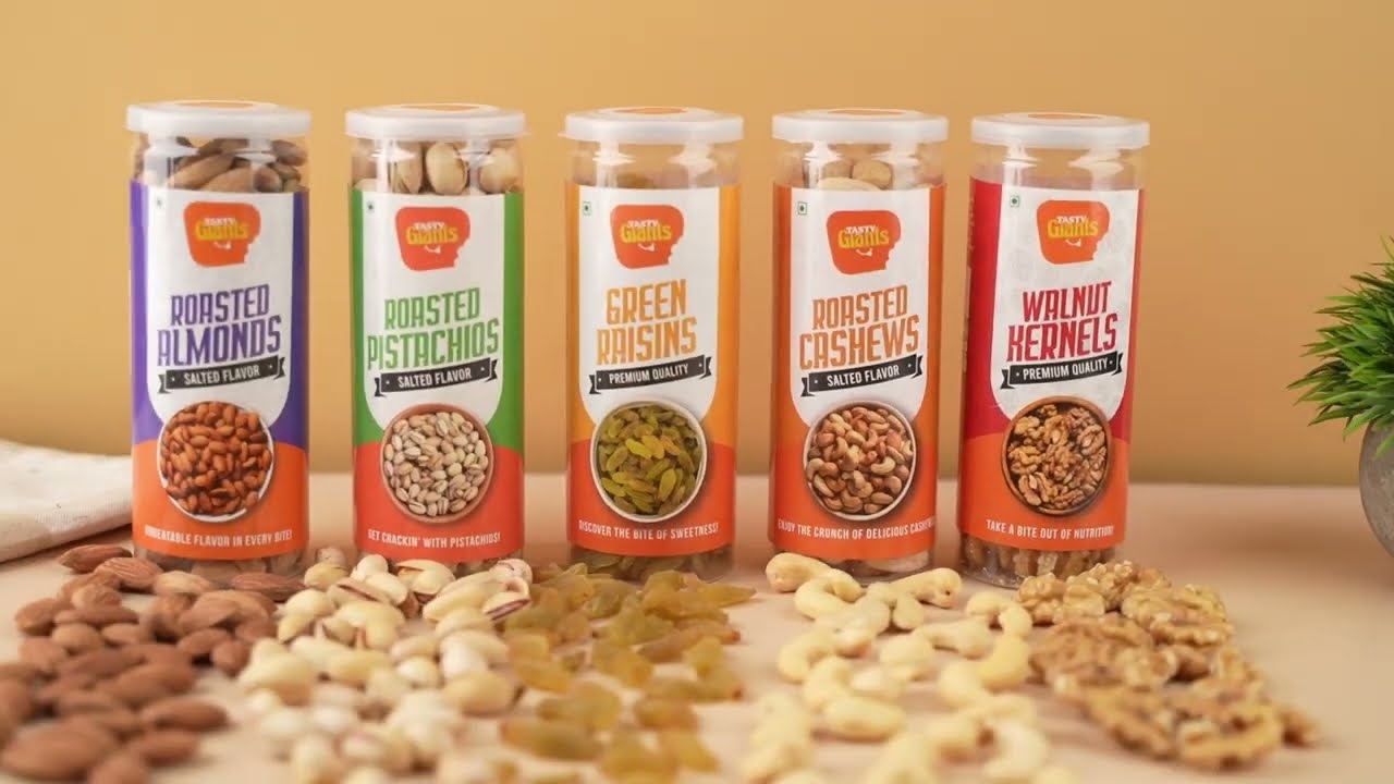 Tasty Giants Dry Fruits Combo | Roasted Cashews, Almonds, Pistachios, Walnut Kernels & Green Raisins
