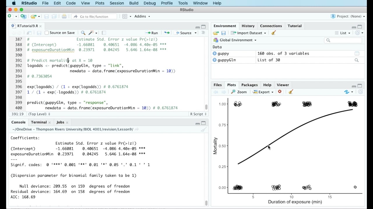 9i: Logistic regression for modeling a binary response variable