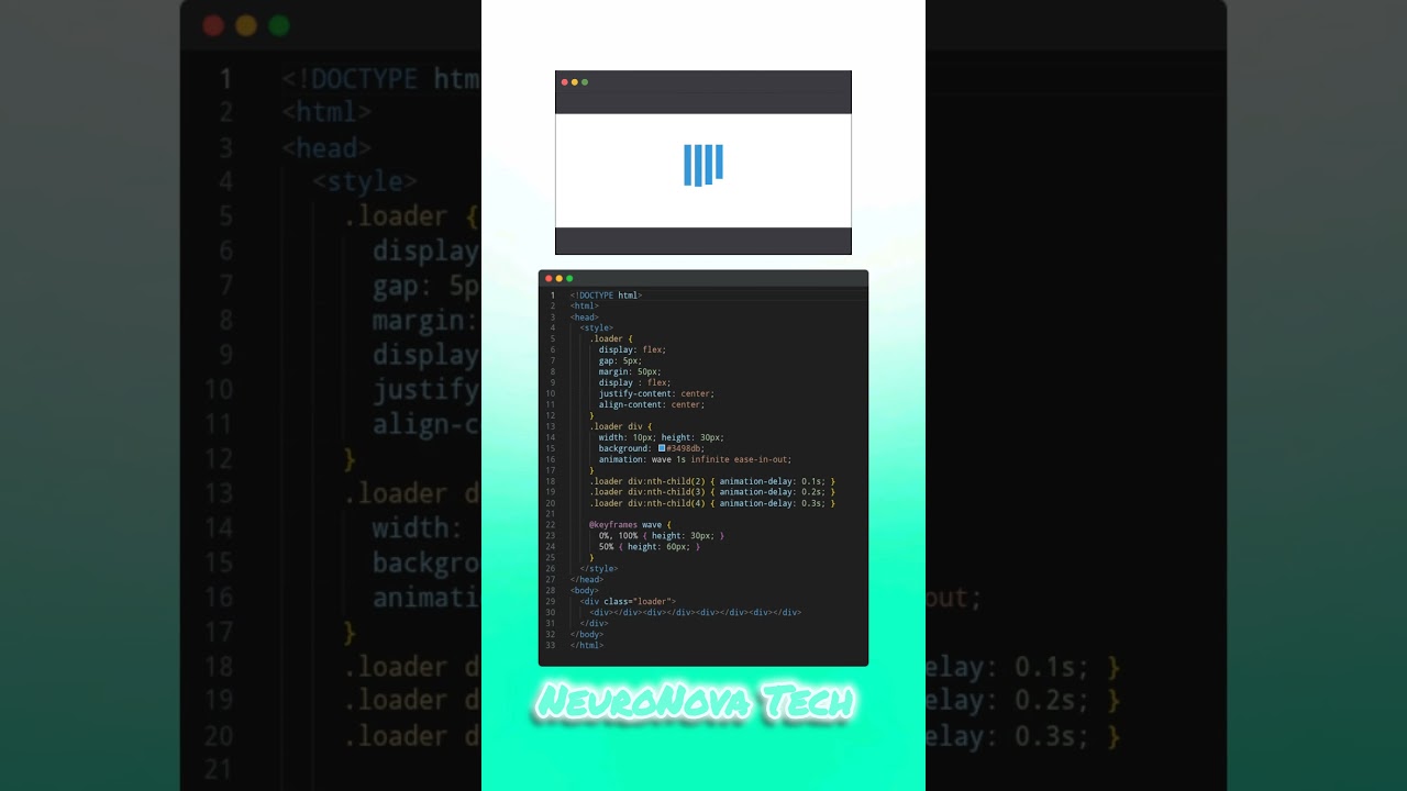 🌊 Wave Loader Animation using HTML & CSS | Clean Preloader UI ✨ #cssanimation #loader #shorts