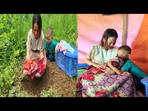 Pregnant single mother: Giving birth on her own, Not as expected - Building a house in the forest