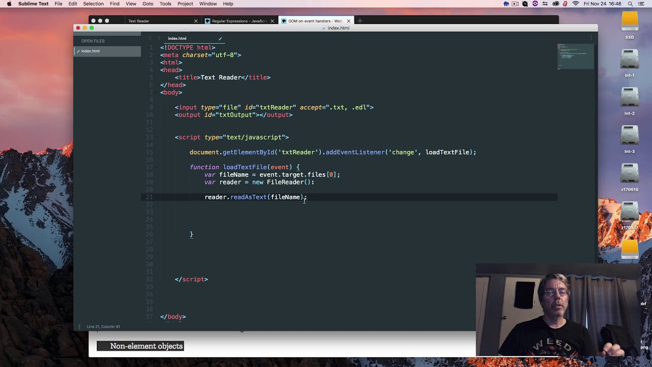 Javascript File Requester and Text Reader Sample