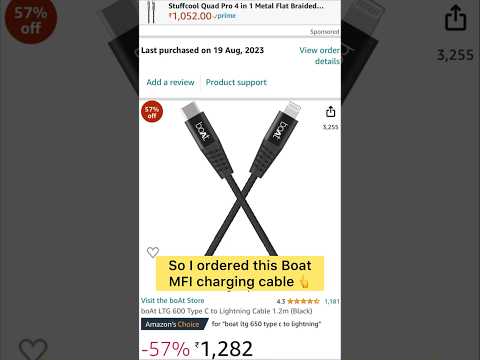 One day delivery 😱 | Best MFI certified charging cable #amazoneprime #ytshort #review